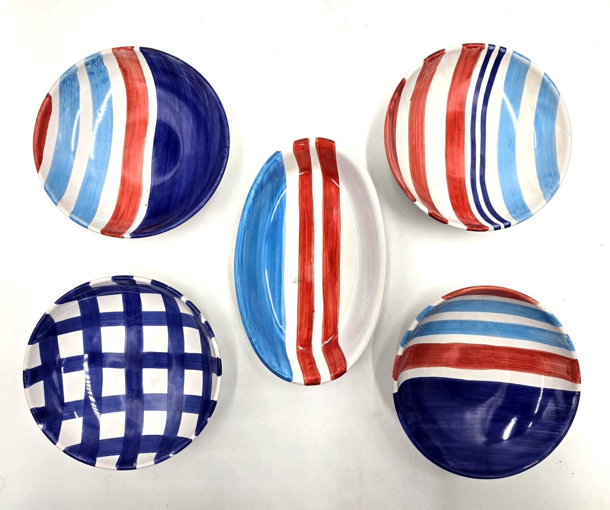 Set 4 bowls diameter 20 cm with oval bowl | Bacheca Praiano